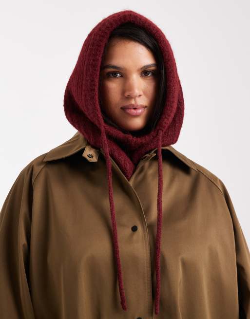 Pieces oversized balaclava snood in burgundy melange | ASOS