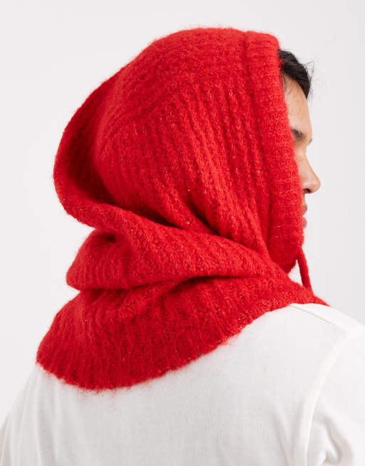 Pieces oversized balaclava snood in red | ASOS