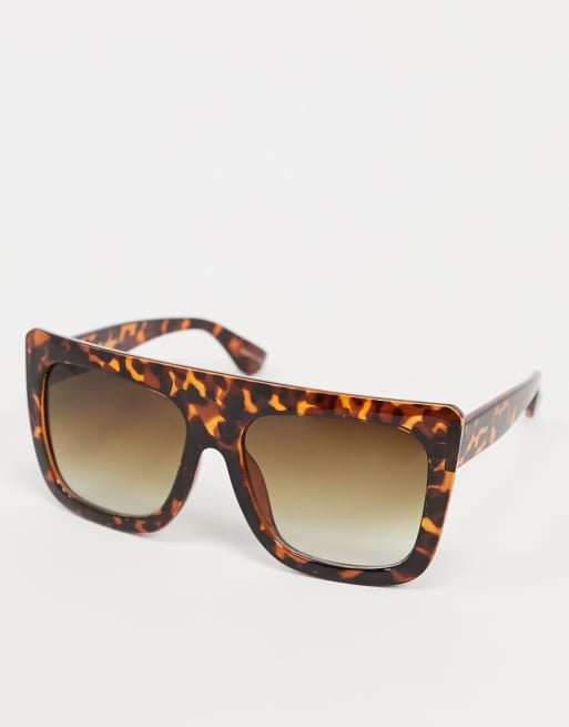 Pieces Oversized Square Sunglasses In Tortoise Shell Asos