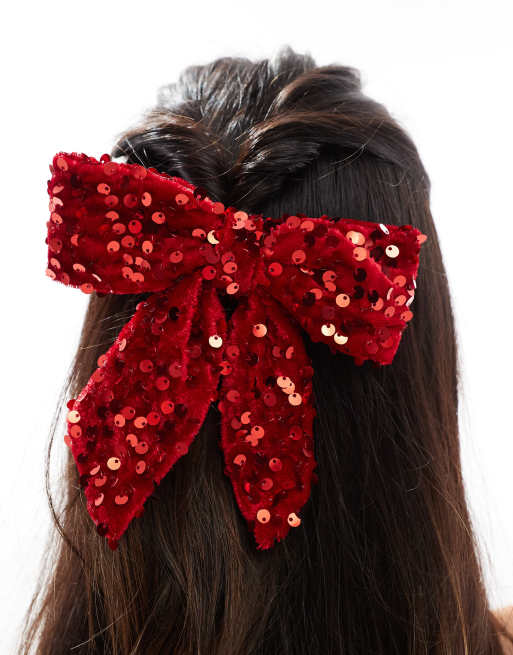 Red sequin hair accessories store