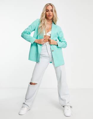 Pieces Tailored Blazer In Turquoise-blue | ModeSens