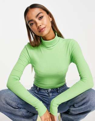 Pieces - Top à col roulé - Vert vif | ASOS
