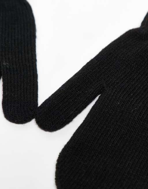 Pieces touch screen knit mittens in black | ASOS