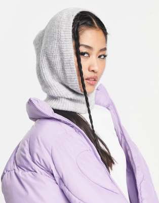 Pieces waffle knit balaclava in light grey | ASOS