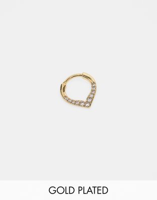 Piercing para hélix en forma de lágrima chapado en oro con cristales ...