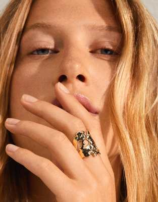 Pilgrim Happy natural form ring in gold plated | ASOS