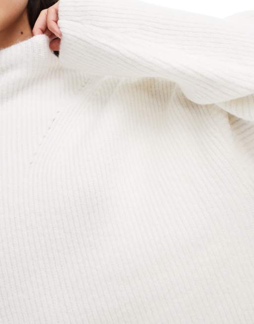 Pimkie knitted high neck side split jumper in white | ASOS