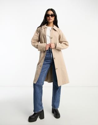 Pimkie lightweight belted trench in beige | ASOS
