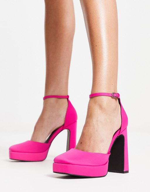 Pimkie – Schuhe aus Satin in Hot Pink mit Plateau-Absatz | ASOS