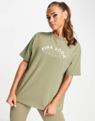 Pink Soda boyfriend logo t-shirt in olive | ASOS