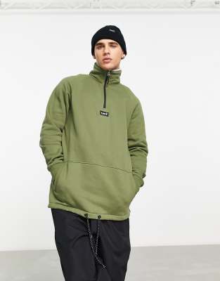 Planks Down Day 1/4 Zip fleece in green | ASOS