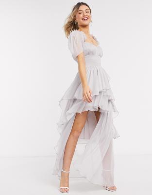 Платье макси с присборенной талией и пышными рукавами ASOS DESIGN | ASOS