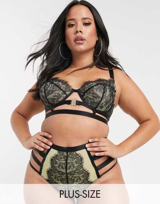 Playful Promises X Gabi Fresh Lace Strappy Front Fastening Bra In Green
