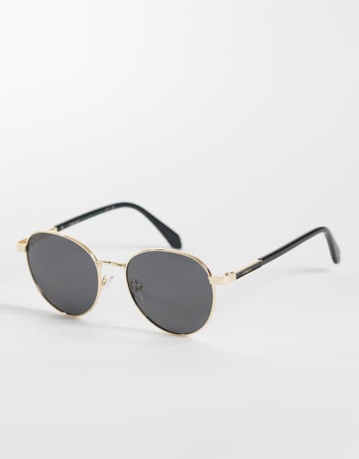Polaroid Round sunglasses with grey polarized lenses in gold - GOLD | ASOS