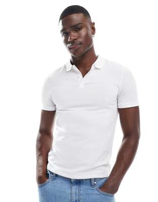 Polo blanco básico ajustado de piqué de ASOS DESIGN | ASOS