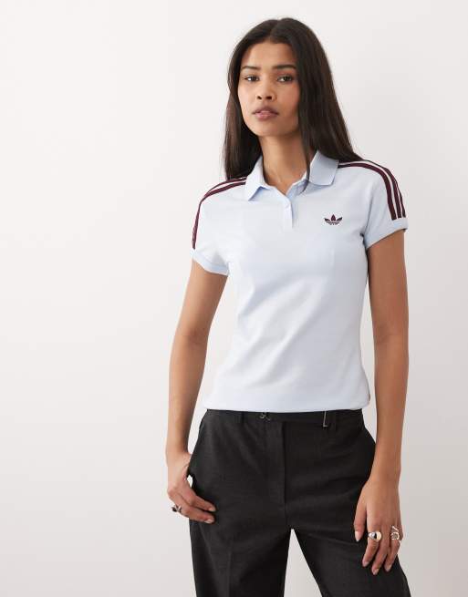 Polo color cielo cristalino y granate con 3 rayas de adidas Originals ...