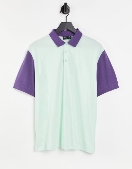 Polo Holgado Con Diseño Color Block Verde Y Violeta De Asos Design Asos