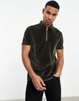 Polo marrón mate de velour de ASOS DESIGN | ASOS