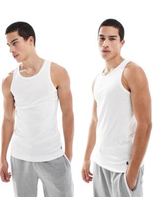 Polo Ralph Lauren 2 pack lounge singlets in white | ASOS