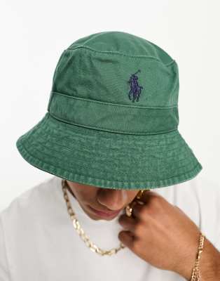 Polo Ralph Lauren bucket hat in green with pony logo | ASOS