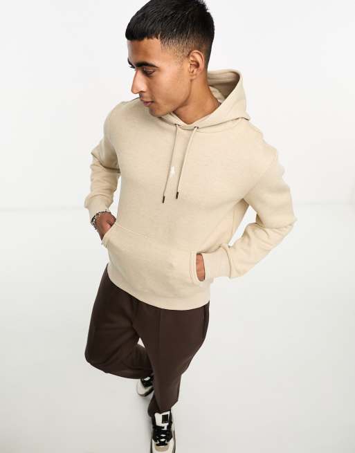 Polo Ralph Lauren Doppelstrick Kapuzenpullover In Meliertem Beige Mit