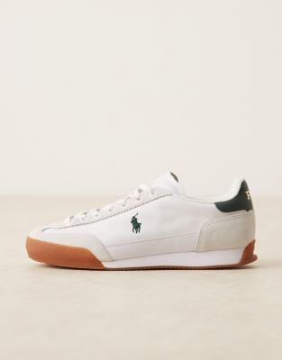 Polo Ralph Lauren - Hester - Baskets en daim et toile - Blanc et vert ...