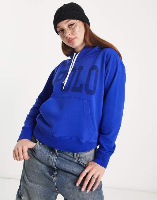 Polo Ralph Lauren hooded long sleeve sweatshirt in blue | ASOS