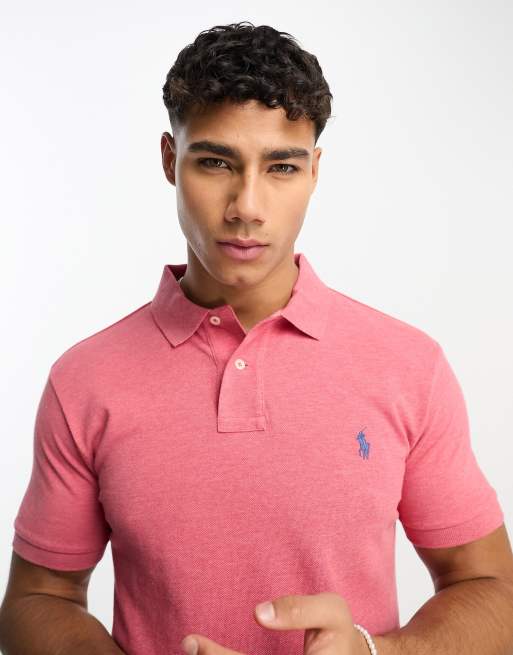 Polo Ralph Lauren icon logo slim fit pique polo in pink heather | ASOS