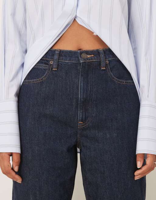Polo Ralph Lauren Kelilah wash barrel leg tapered fit jeans in dark ...