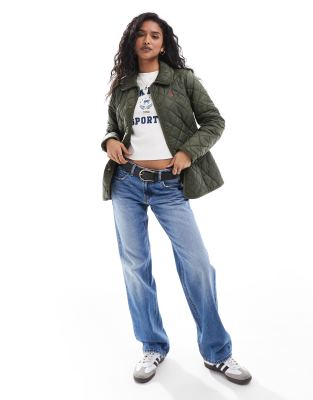 Polo Ralph Lauren – Khakifärgad jacka med logga och quiltat ...