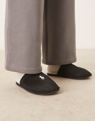 Polo Ralph Lauren Klarence slipper with icon logo in black | ASOS