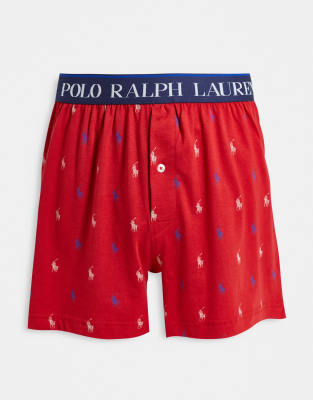 Polo Ralph Lauren Knit Boxers With All-over Pony Logo In Red | ModeSens