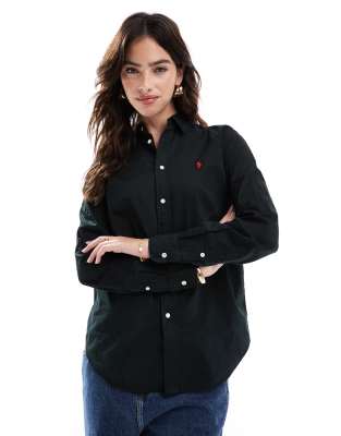 Polo Ralph Lauren – Lockeres Hemd in Schwarz mit Markenlogo | ASOS