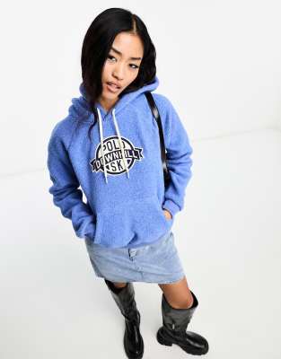 Polo Ralph Lauren logo applique borg hoodie in light blue marl | ASOS