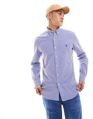 Polo Ralph Lauren long sleeve shirt in blue/white | ASOS