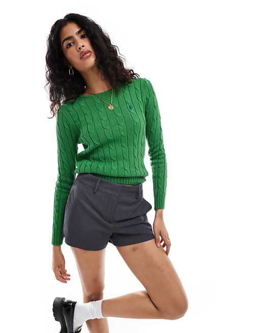Polo Ralph Lauren - Maglione verde lavorato a trecce con logo | ASOS Polo Ralph Lauren - Maglione verde lavorato a trecce con logo | ASOS