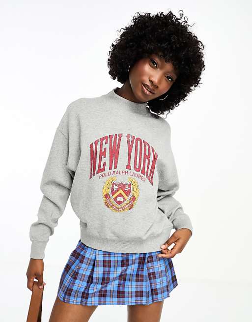 Polo Ralph Lauren New York logo oversized sweatshirt in gray Polo Ralph Lauren New York logo oversized sweatshirt in gray