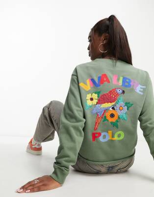 Polo Ralph Lauren parrot logo back embroidered boxy fit sweatshirt in ...