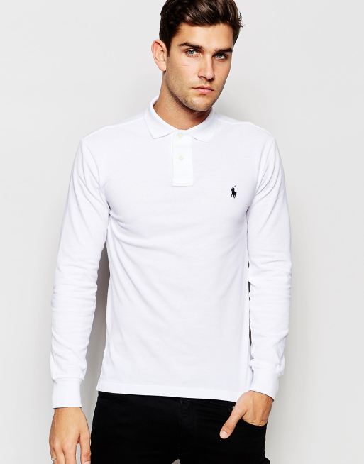 Polo Ralph Lauren - Polo cintré à manches longues - Blanc | ASOS