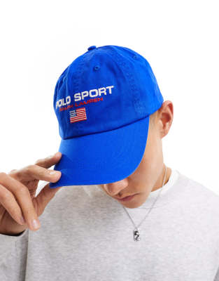 Polo Ralph Lauren Sport Capsule logo twill baseball cap in bright blue ...