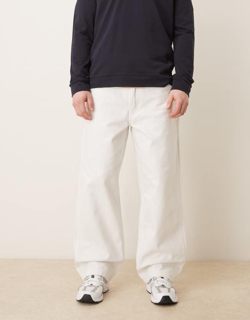 Cream Loose Fit Carpenter Pants