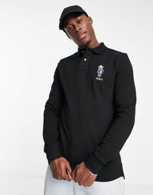 Polo Ralph Lauren sun valley bear logo long sleeve pique polo custom ...
