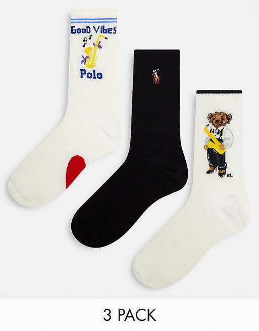 Polo Ralph Lauren – Tux Bear – 3er-Pack Crew-Socken in verschiedenen ... Polo Ralph Lauren – Tux Bear – 3er-Pack Crew-Socken in verschiedenen ...