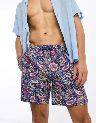 Pretty Green - Festival - Pantaloncini da bagno con stampa cachemire ...