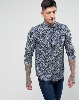 Pretty Green - Lescott - Chemise à imprimé cachemire - Bleu marine | ASOS