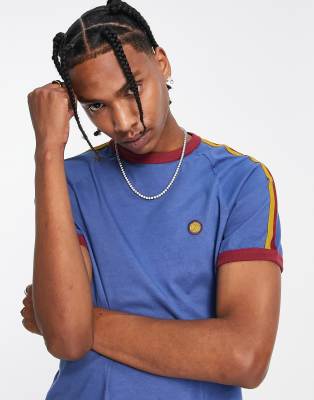 Pretty Green – Tilby – Ringer-T-Shirt in Blau im Retro-Design | ASOS