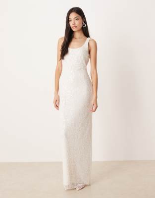 Pretty Lavish Bridal fully embellished sequin scoop neck maxi dress in ...