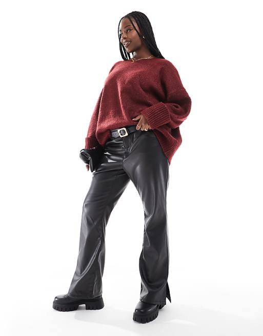 Pretty Lavish Curve oversized borg sweater in burgundy | ASOS Pretty Lavish Curve oversized borg sweater in burgundy | ASOS