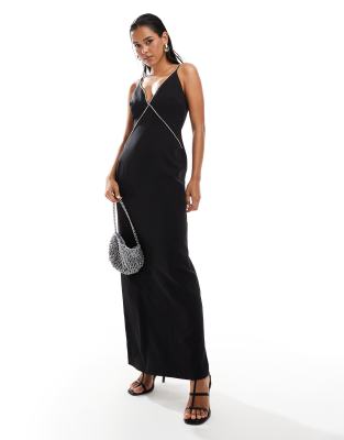 Pretty Lavish embellished maxi dress in black | ASOS