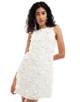 Pretty Lavish Hen floral embellished halter-neck mini dress in ivory | ASOS